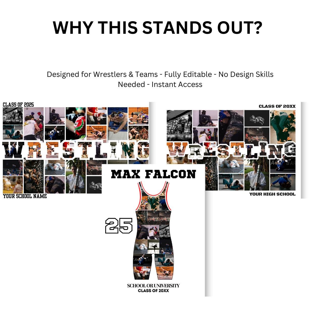 Custom Wrestling Singlet Photo Collage Canva Template, Editable ...