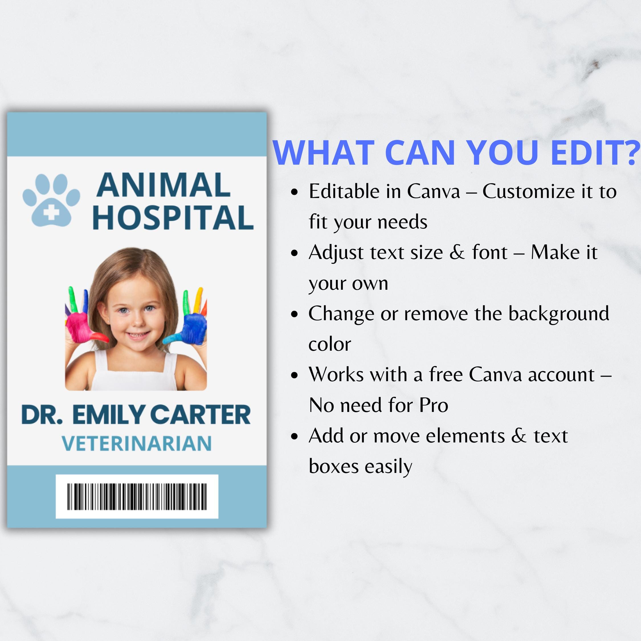 Editable Doctor ID Badge for Kids | Printable Name Tag Template for ...