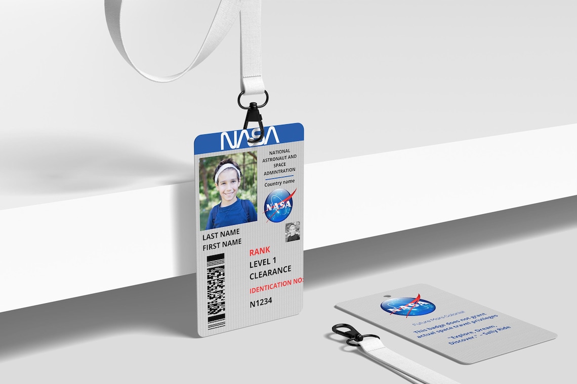 NASA Astronaut ID Badge Template | Space Name Tag | Cosplay Prop ...