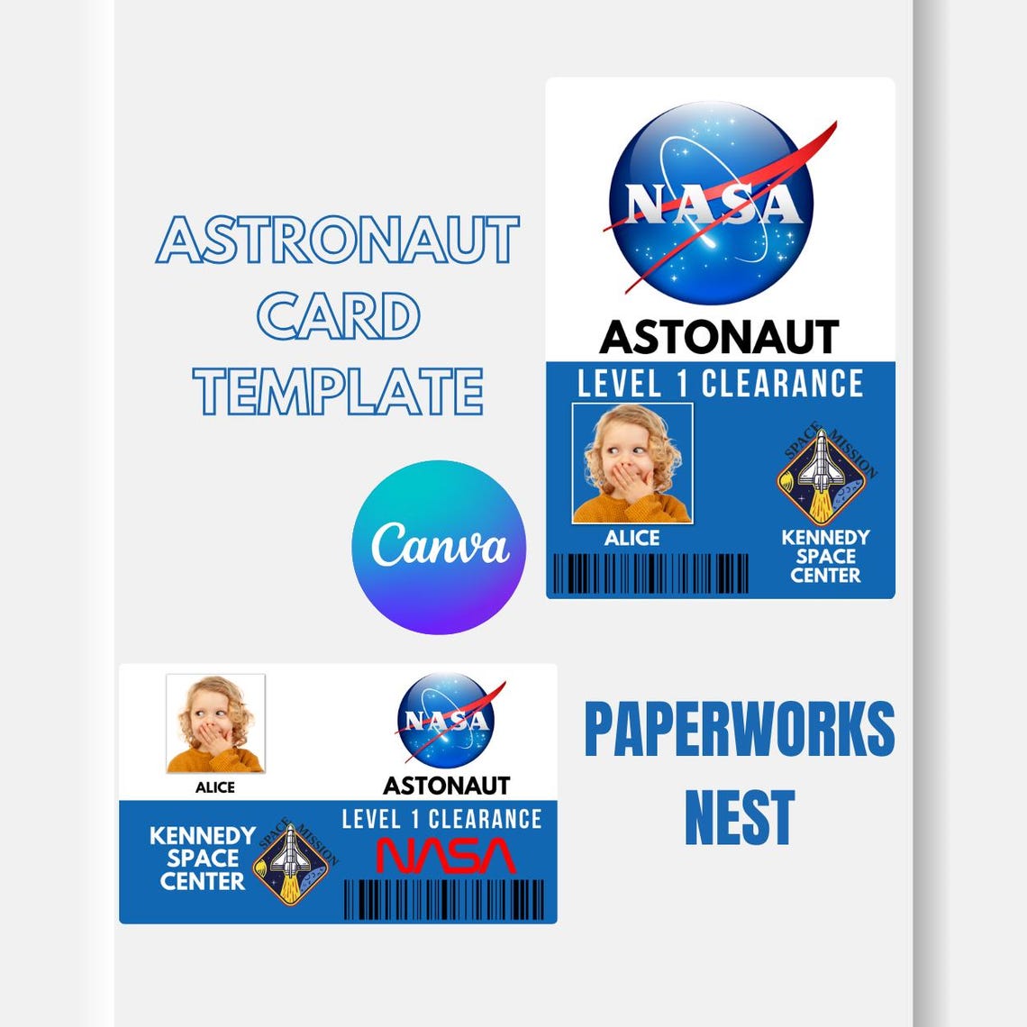 Custom NASA Astronaut ID Badge Template, Printable Name Tag for Cosplay ...