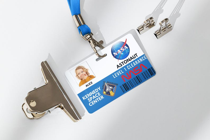 Custom NASA Astronaut ID Badge Template, Printable Name Tag for Cosplay ...
