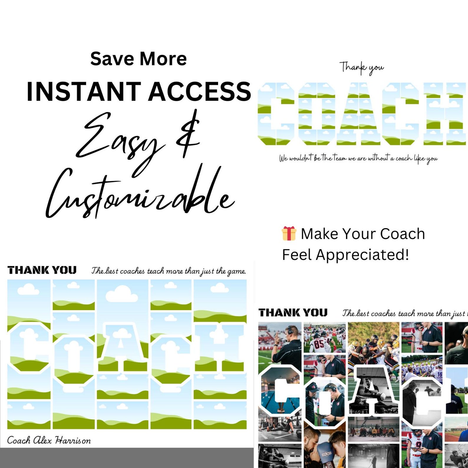Coach Photo Collage Canva Template | Personalized Coach Gift | Editable ...