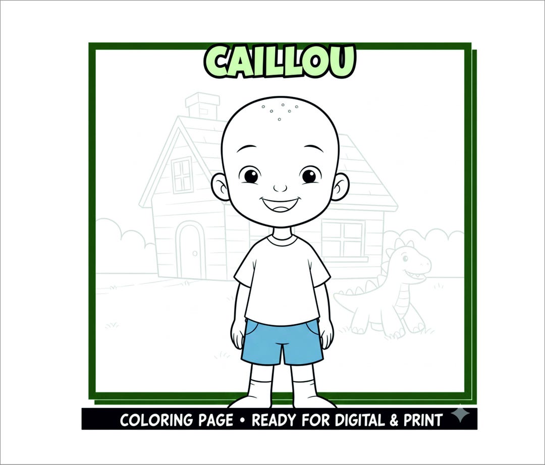 Caillou Coloring Page Digital Download | Printable Toddler Activity ...