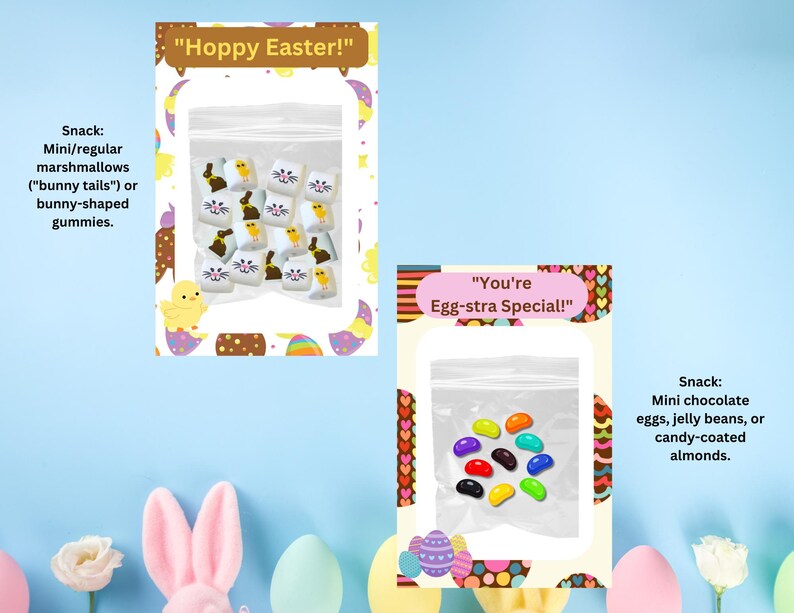 Easter Treat Bag Cards | 8 Printable Easter Snack Tags | Canva Editable ...