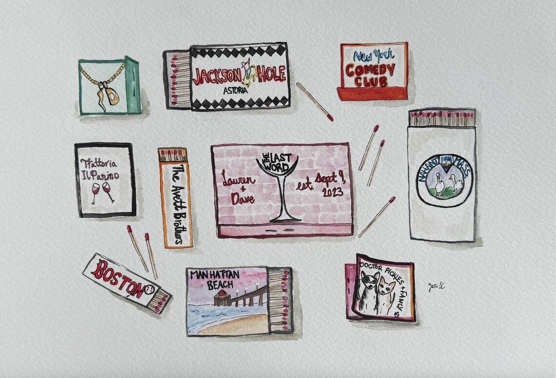 Custom Watercolor Matchbook Painting Personalized Commission Artwork ...