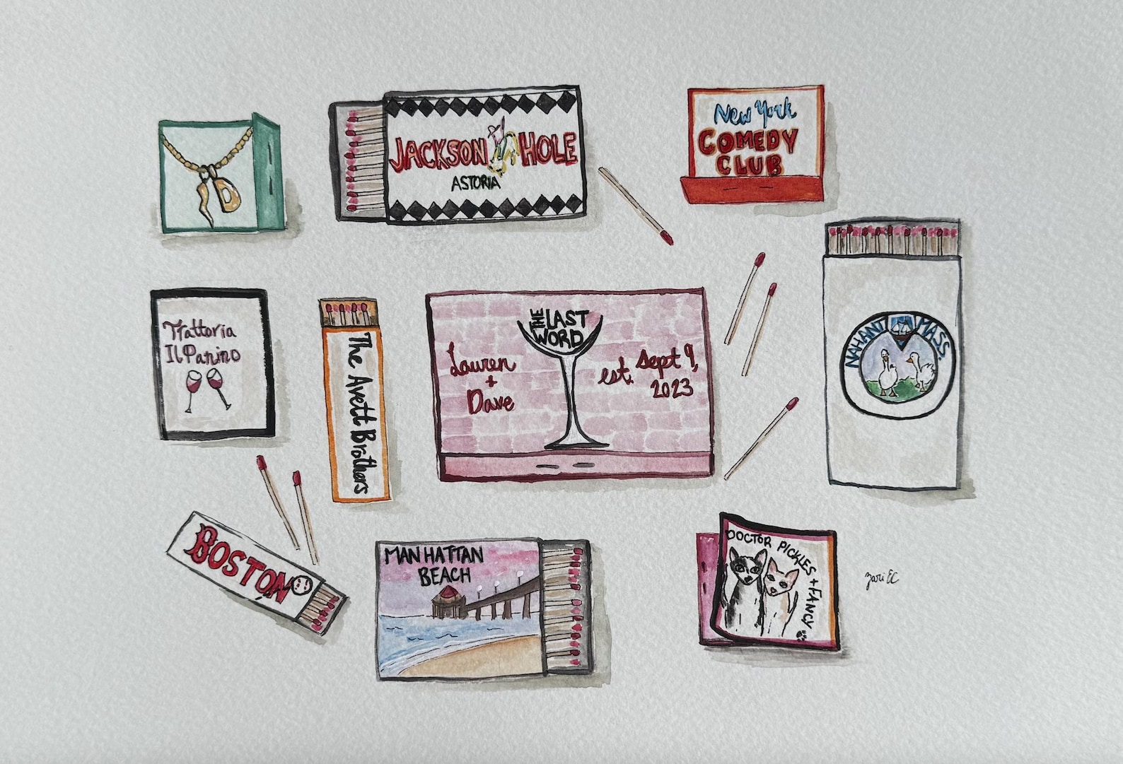 Custom Watercolor Matchbook Painting Personalized Commission Artwork ...