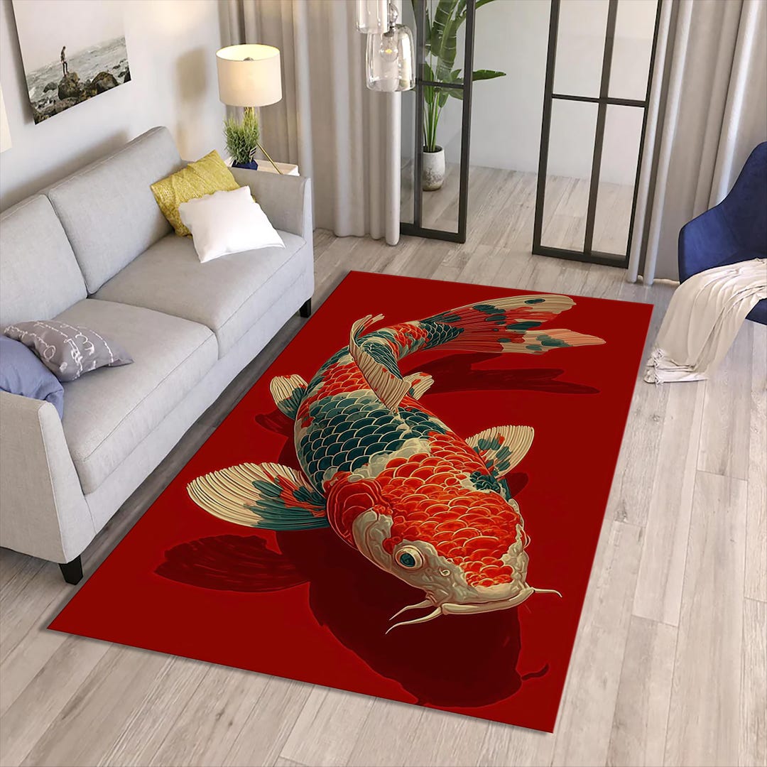 Koi Fish Rug: Hokusai Japanese Art Doormat - Etsy