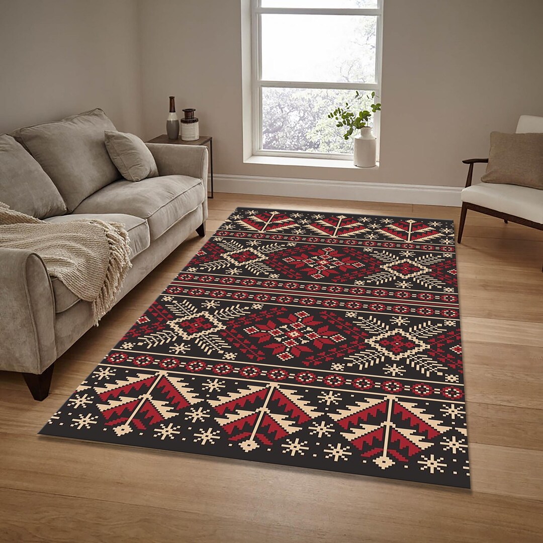 Slavic Folk Art Rug, Traditional Abstract Design, Non-slip - Etsy