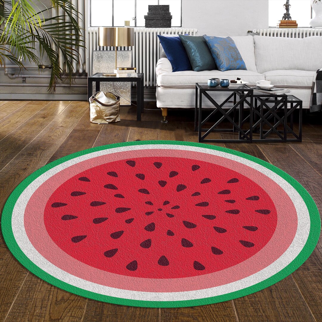 Watermelon Rug, Fruit Rug, Melon Circle Rug, Kid’s Room Decor, Cute ...