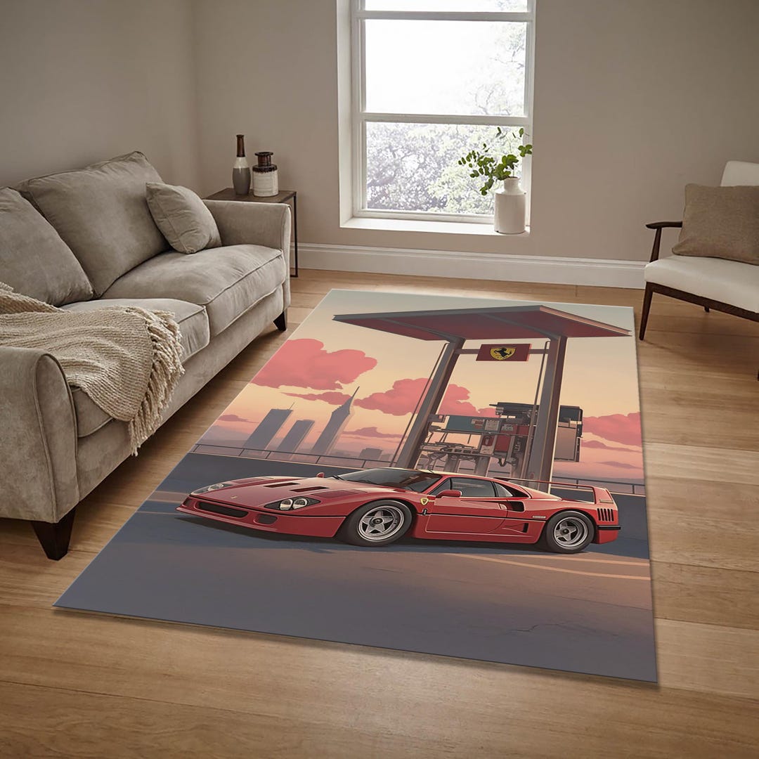 Ferrari F40 Rug, Vintage Ferrari Rug, Stylish Ferrari Car Rug, Sports ...