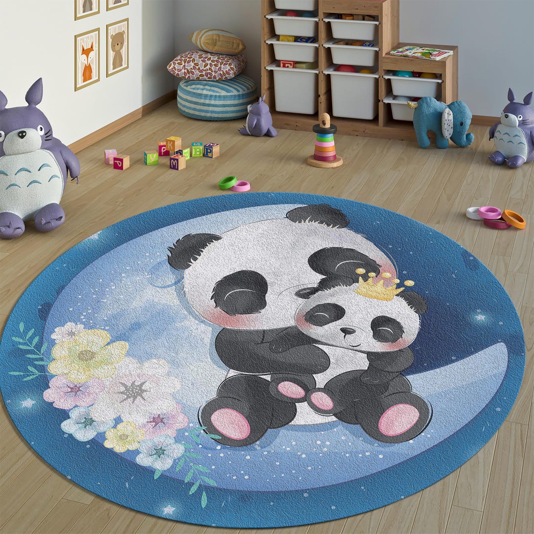 Panda Nursery Rug, Baby Room Decor, Kid’s Room Decor, Cute Gifts, Round ...