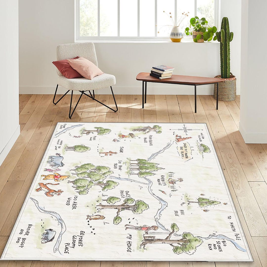 100 Acre Wood Carpet,winnie Map Rug,nursery Rug,baby Shower Gift ...