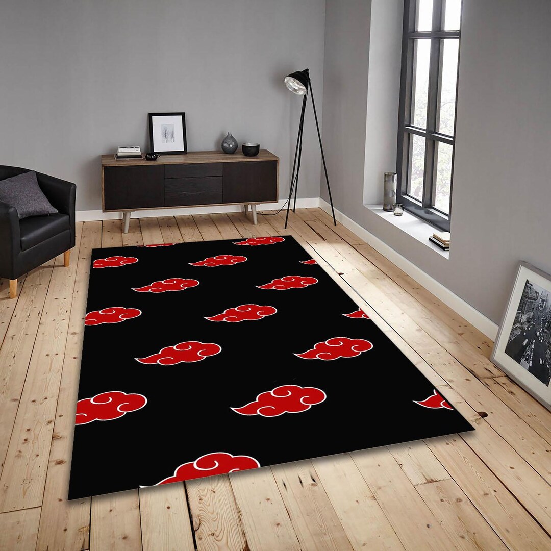 Akatsuki Area Rug,naruto Inspired Floor Mat,anime Lover Gift Rug,anime ...