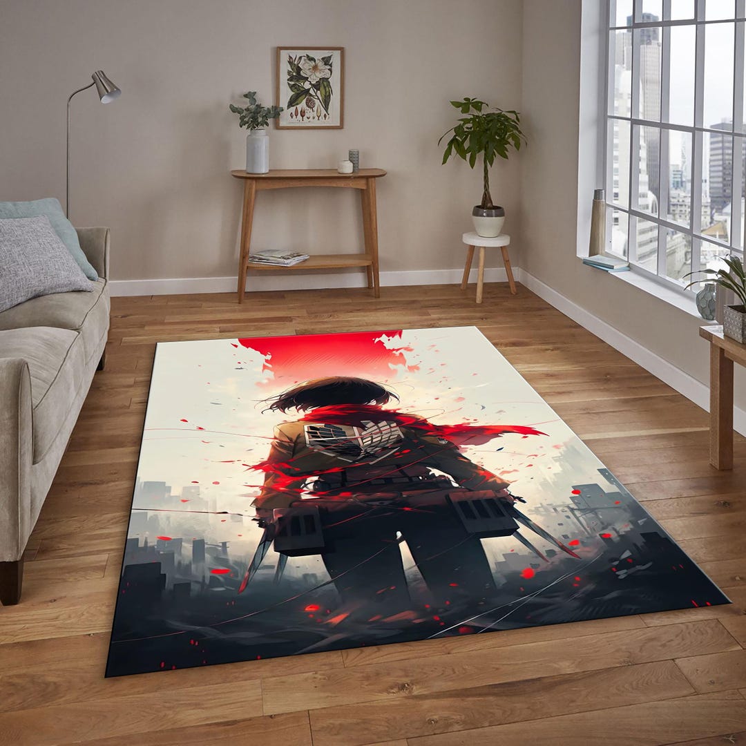 Mikasa Ackerman,attack on Titan Rug,manga Rug,anime Rugs,gift for Otaku ...