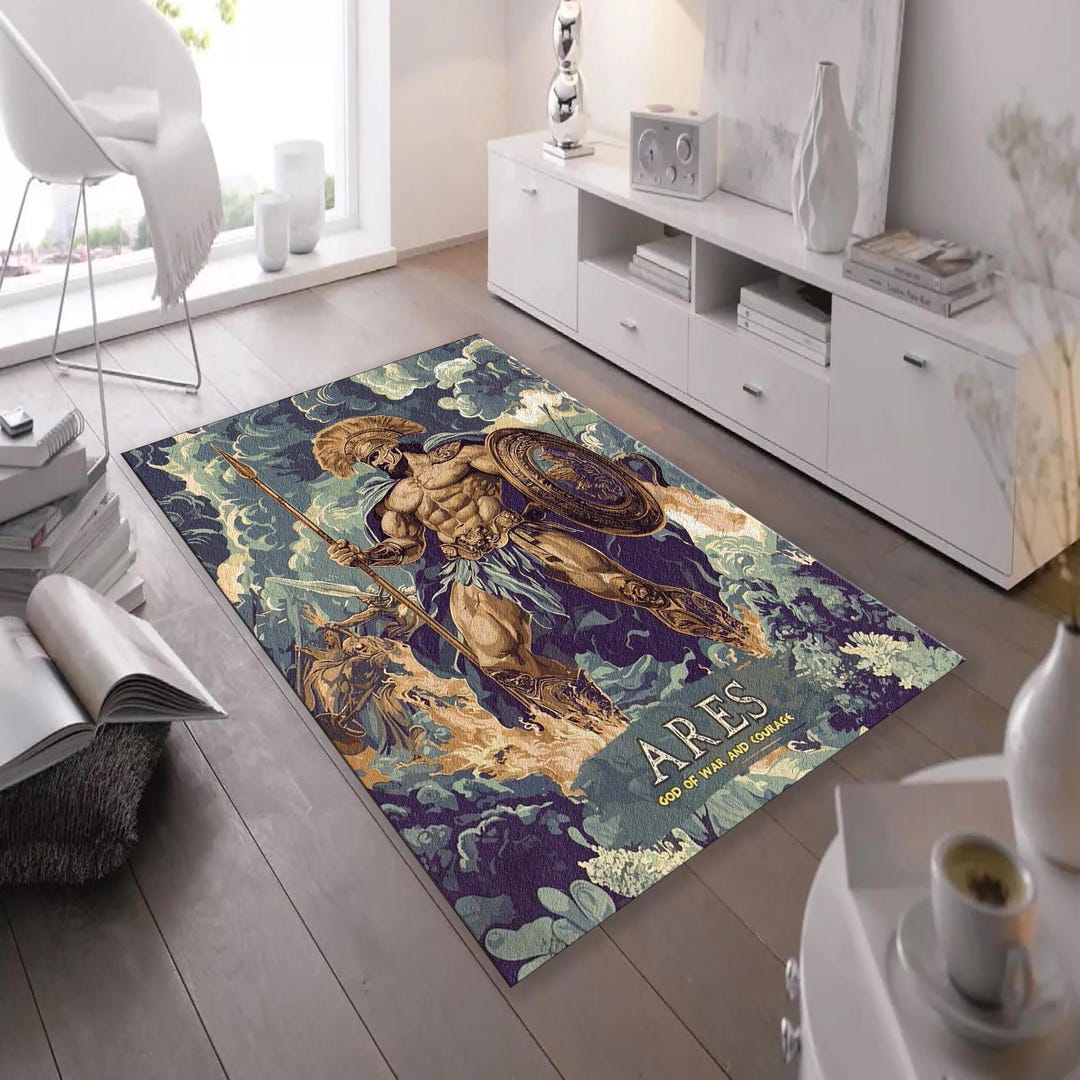 God Ares Rug, Mythology Decor, Fan Art, Custom Rug, Bedroom Rug ...