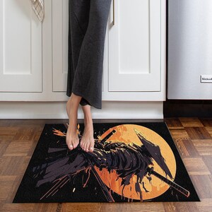 Samurai Twilight Rug, Samurai Warrior Rug, Japanese Art Rug, Painting ...