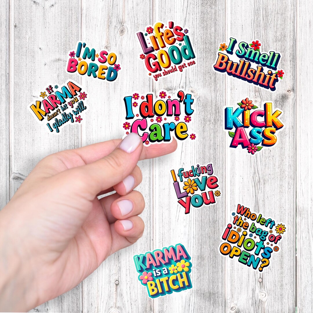 Printable Sticker Designs - Cheeky Floral Sarcastic & Swear Word ...