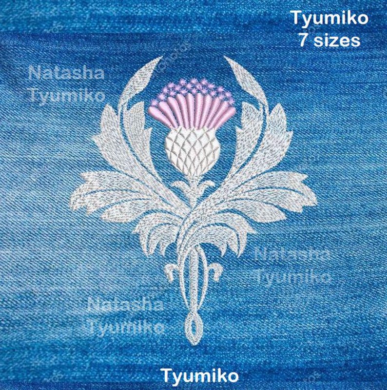 Thistle Embroidery Design, Wild Flower Pattern Thistles Art Nouveau ...