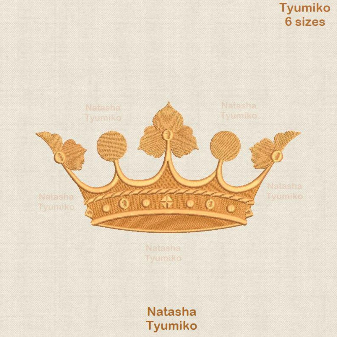 Gold Crown Embroidery Design: Royal Machine Embroidery Pattern (7 Sizes ...