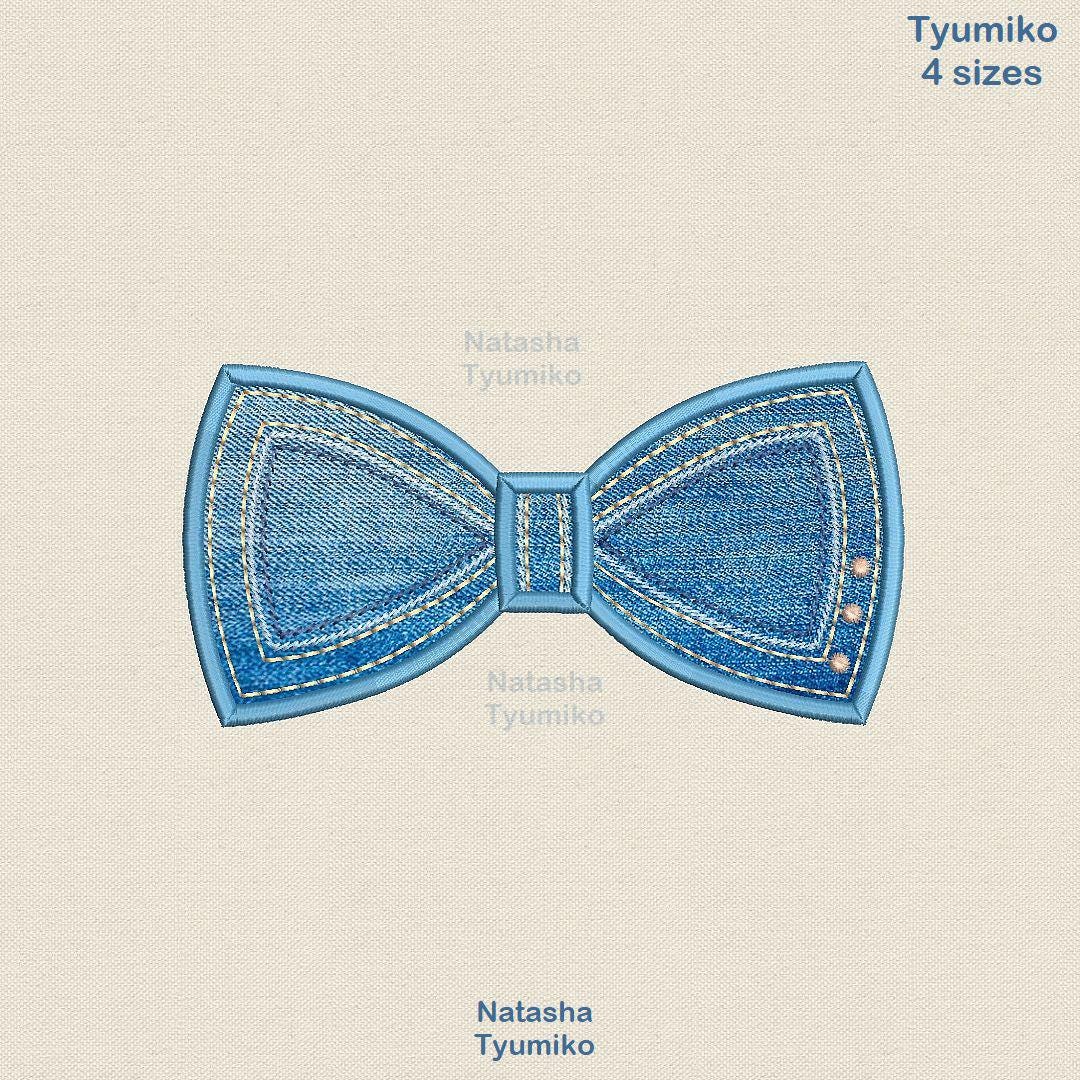 Bow Applique Denim Embroidery Design Tie, Jeans Bows Patch Machine ...