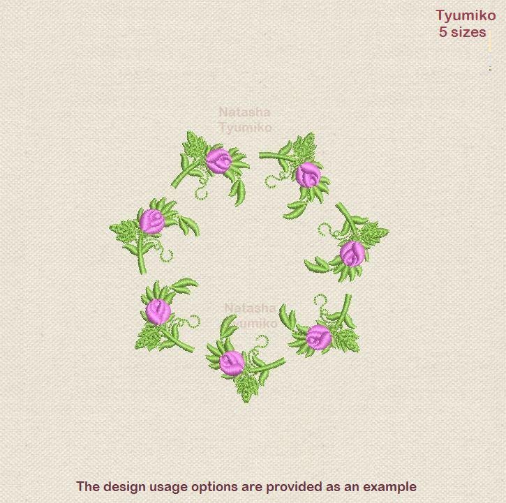 Mini Rose Buds Embroidery Design, Miniature Rose Buds Embroidery ...