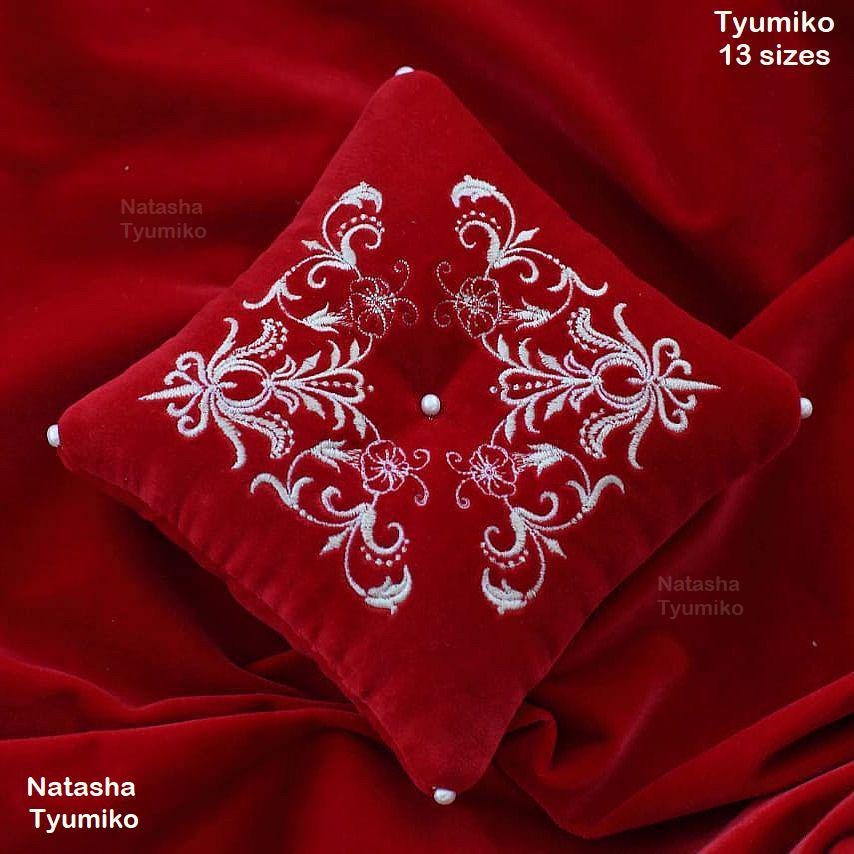 Floral Ornament Embroidery Design for Corner Napkin, Flowers Pattern ...