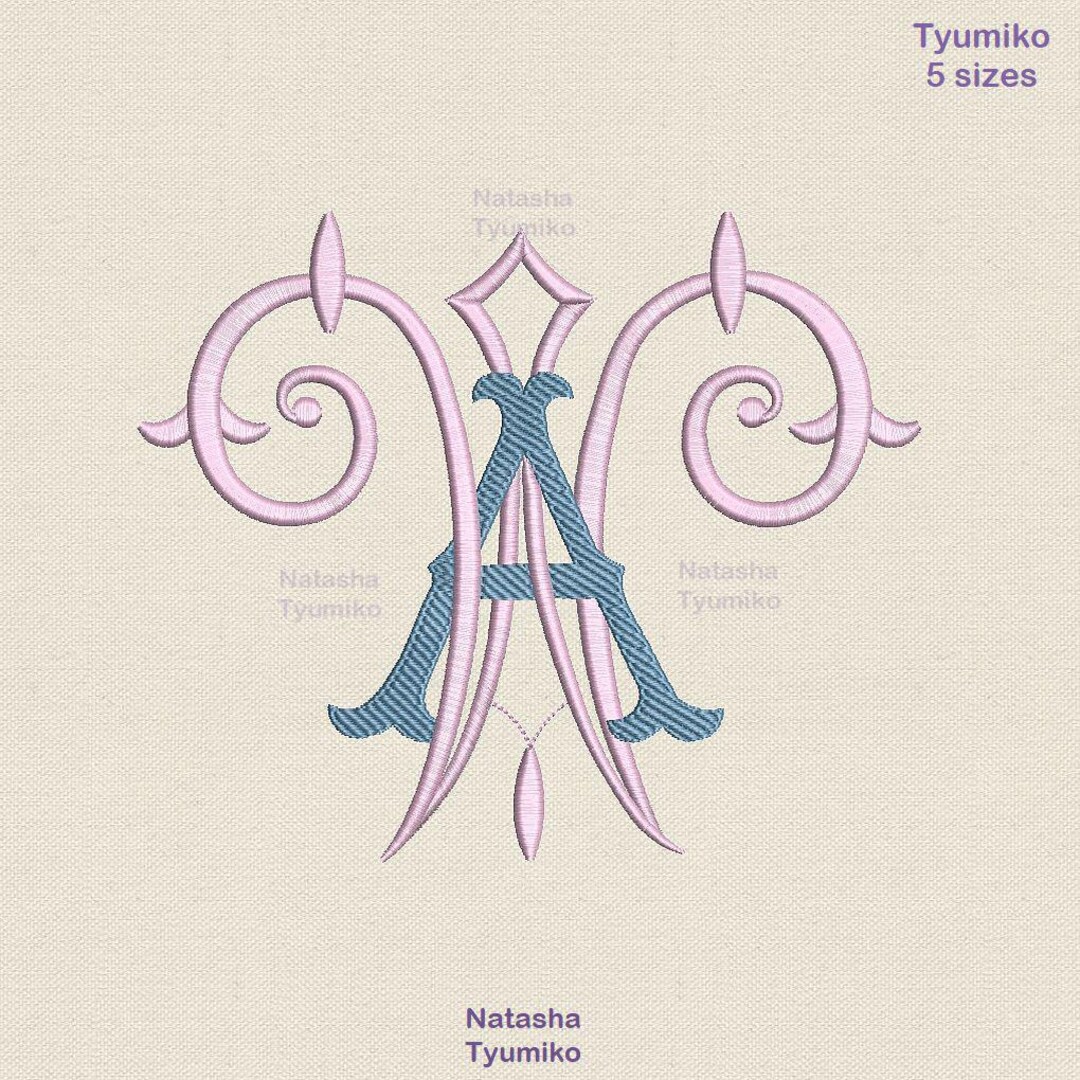 Double Interlocking Monogram A W Embroidery Design Initials Letters ...