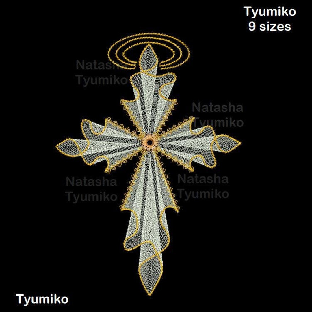 Religious Cross Lace Embroidery Design, Small Lace Religion Christian ...