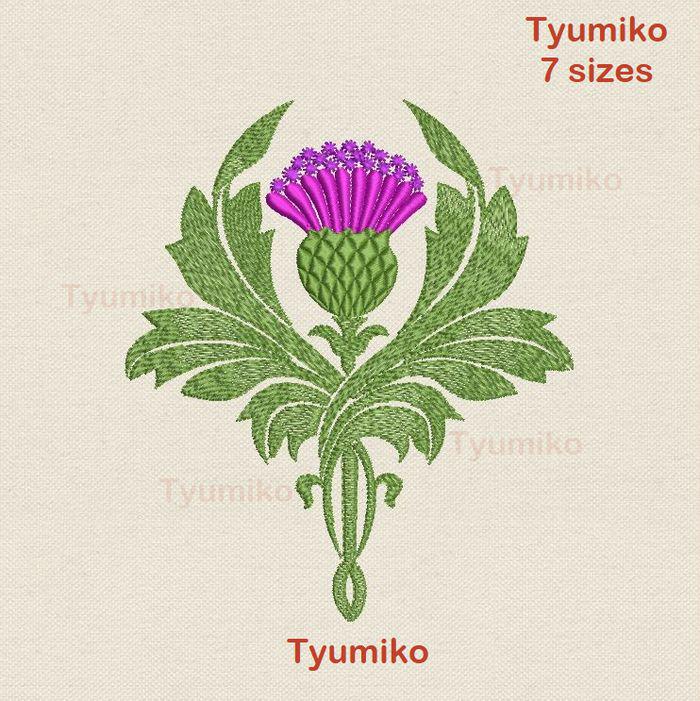 Thistle Embroidery Design, Wild Flower Pattern Thistles Art Nouveau ...