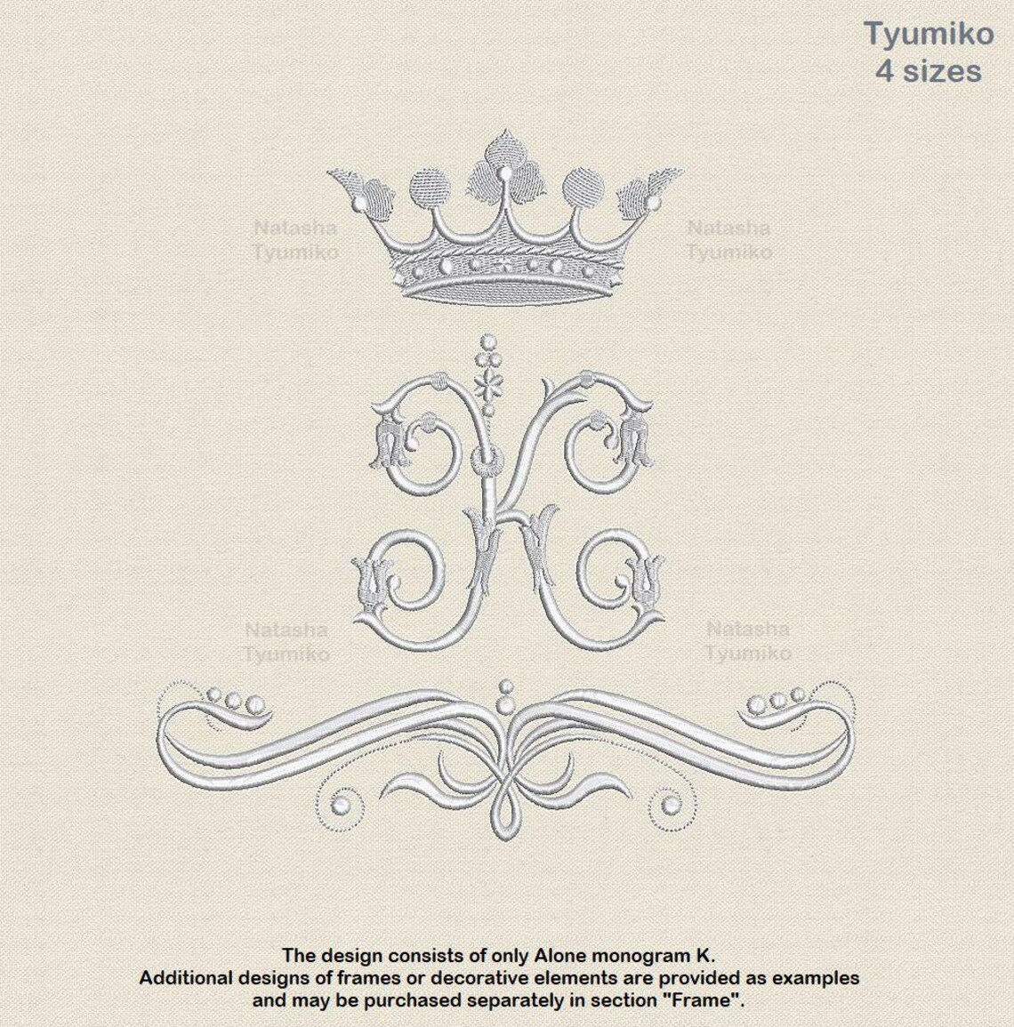 Letter K Monogram Embroidery Design: Initial K Pattern (4 Sizes) - Etsy