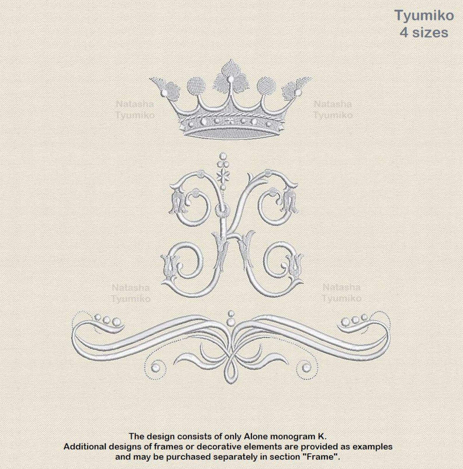 Letter K Monogram Embroidery Design: Initial K Pattern (4 Sizes) - Etsy