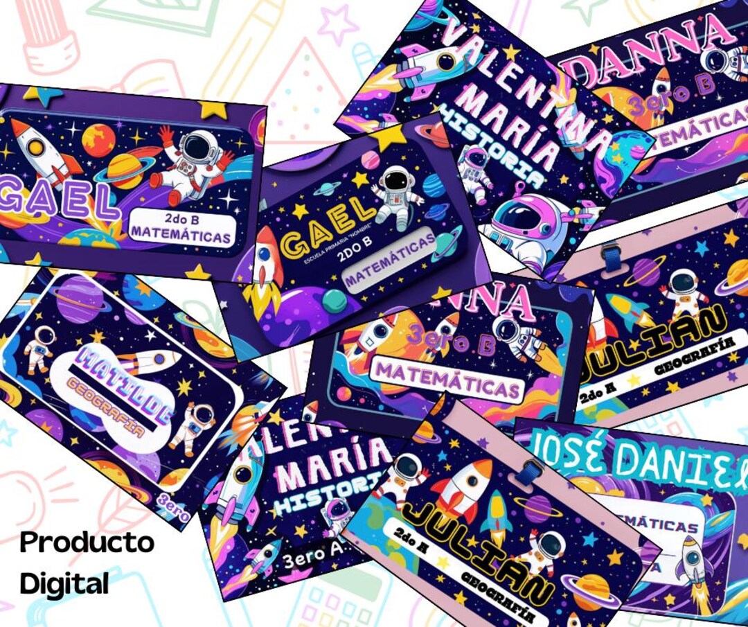 Astronaut Digital School Labels • Personalized With Name and Grade ...