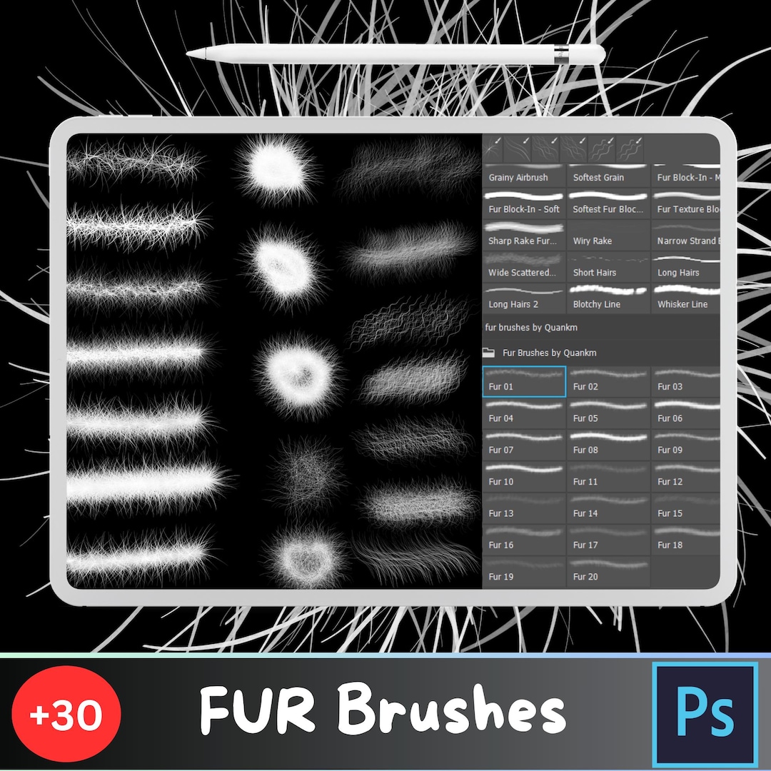30+ Fur Brushes for Photoshop , Animal Hair Brushes Skin, Animal ...