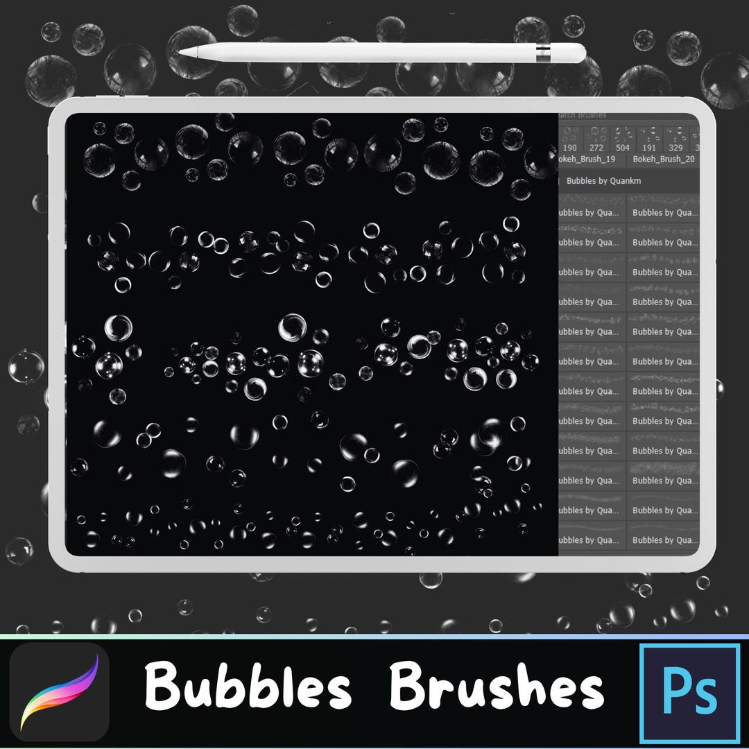 Bubbles Procreate Brushes, Realistic Bubble Photoshop, Bubbles Stamps ...