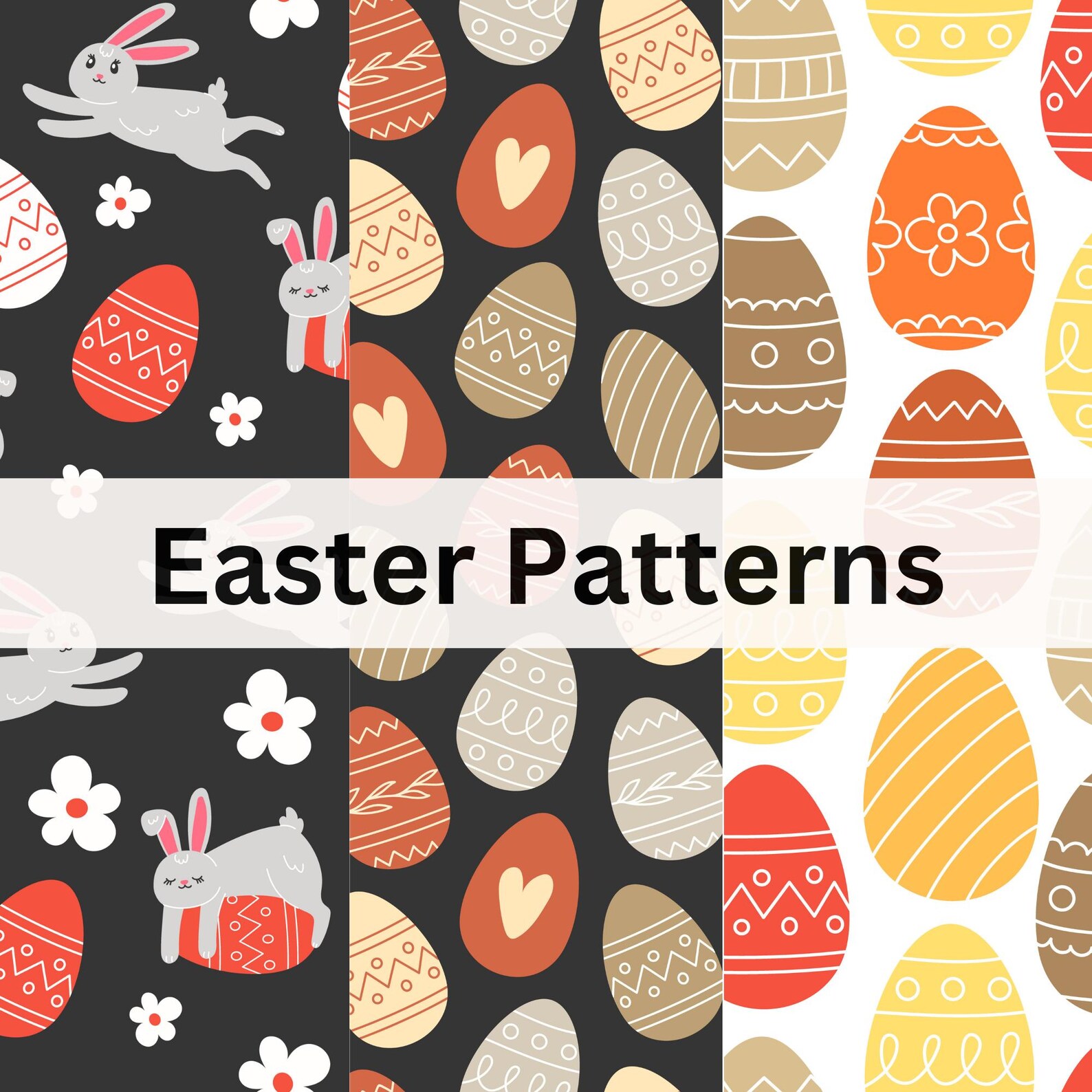 Easter Egg & Bunny Patterns ,seamless Easter Pastel Bunny, Easter DIY ...