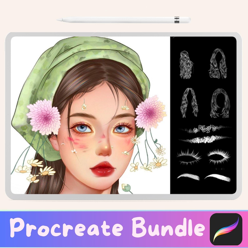 1100+ Procreate Brushes Bundle ,procreate Brushes Hair ,eyelashes Eyebrows Stamps, Glitter ...