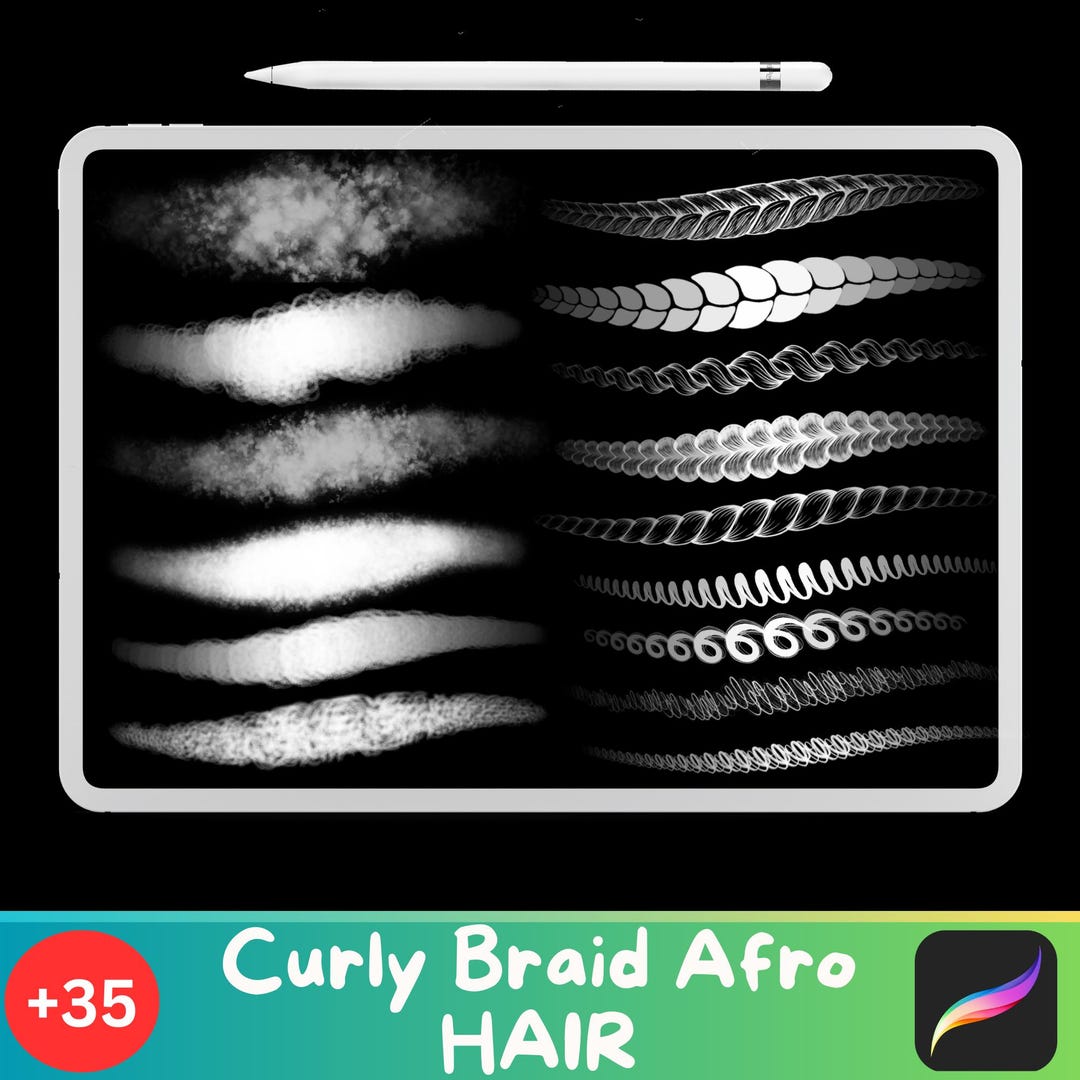 35+ Procreate Curly Hair Brushes | Braid & Afro Texture Brushes,hair ...