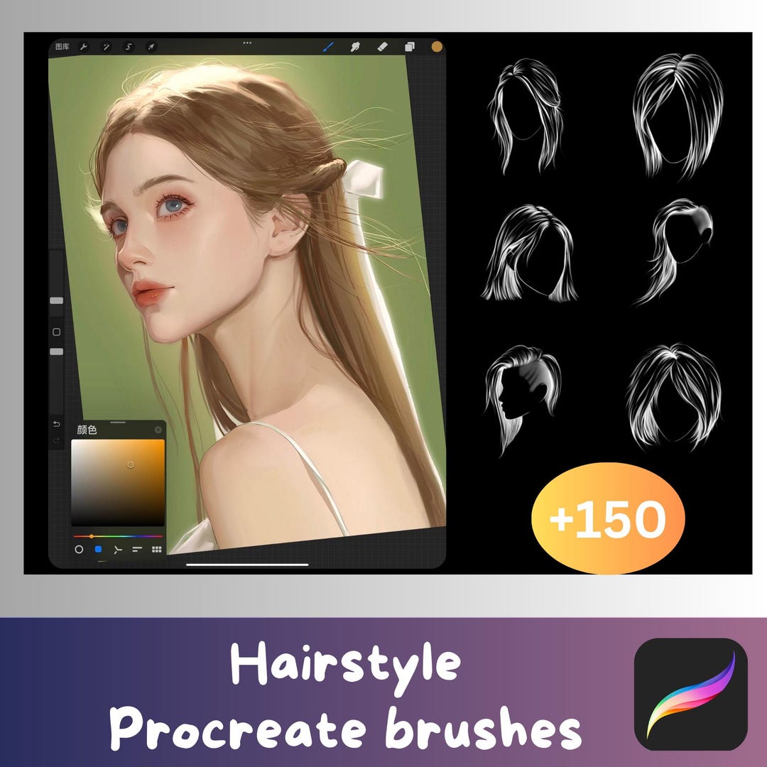 150+ Hairstyle Procreate Stamps | Procreate Hair Stamps | Hair ...