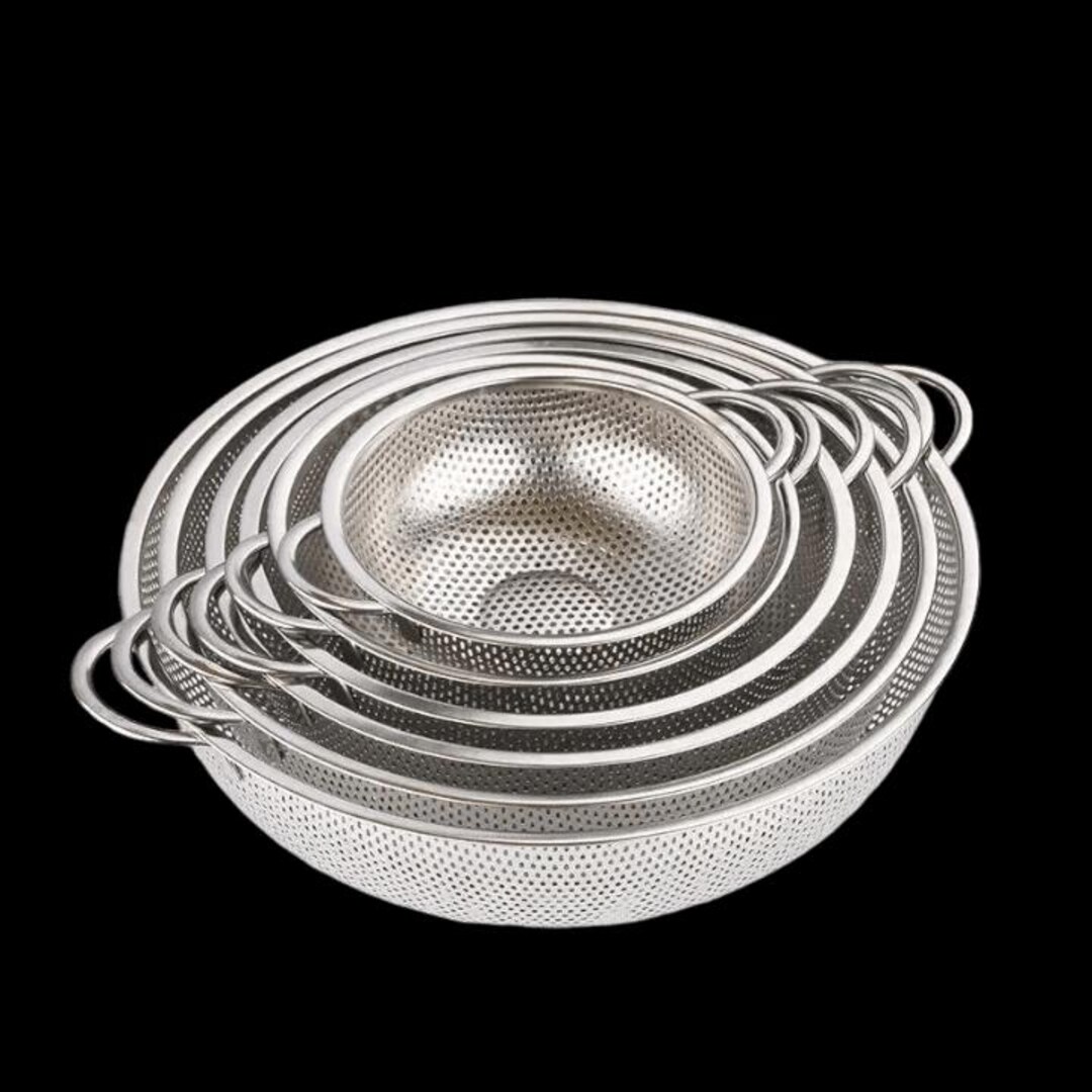 Stainless Steel Round Hole Basket Fruit Drain Rice Mesh Sifter Colander ...