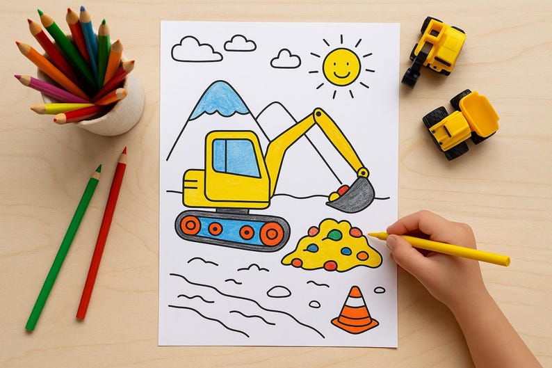 Little Builders Coloring Pages – Printable Construction Coloring Book ...
