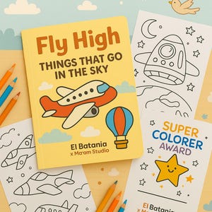 Fly High Coloring Book for Kids – Printable PDF | Planes, Rockets, Hot ...