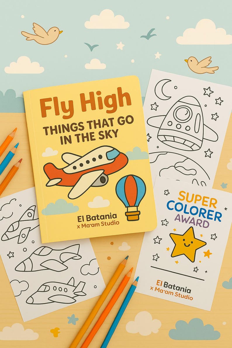 Fly High Coloring Book for Kids – Printable PDF | Planes, Rockets, Hot ...