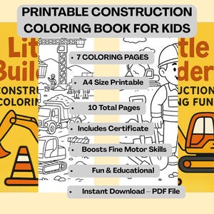 Little Builders Coloring Pages – Printable Construction Coloring Book ...