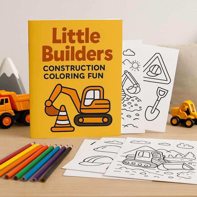 Little Builders Coloring Pages – Printable Construction Coloring Book ...