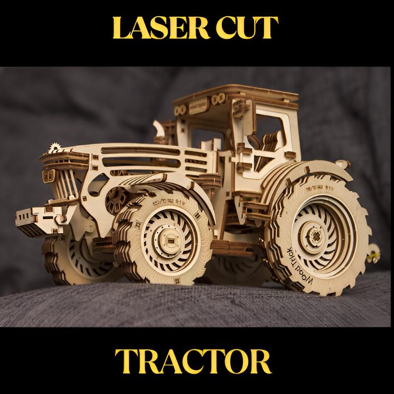 Tractor Laser Cut 3d | Wooden Model 3d Puzzle Vintage | CDR , Al File ...