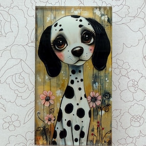 Cute Dalmatian Dog Art Magnet - 3x2.5" Glossy Acrylic Magnet, UV ...