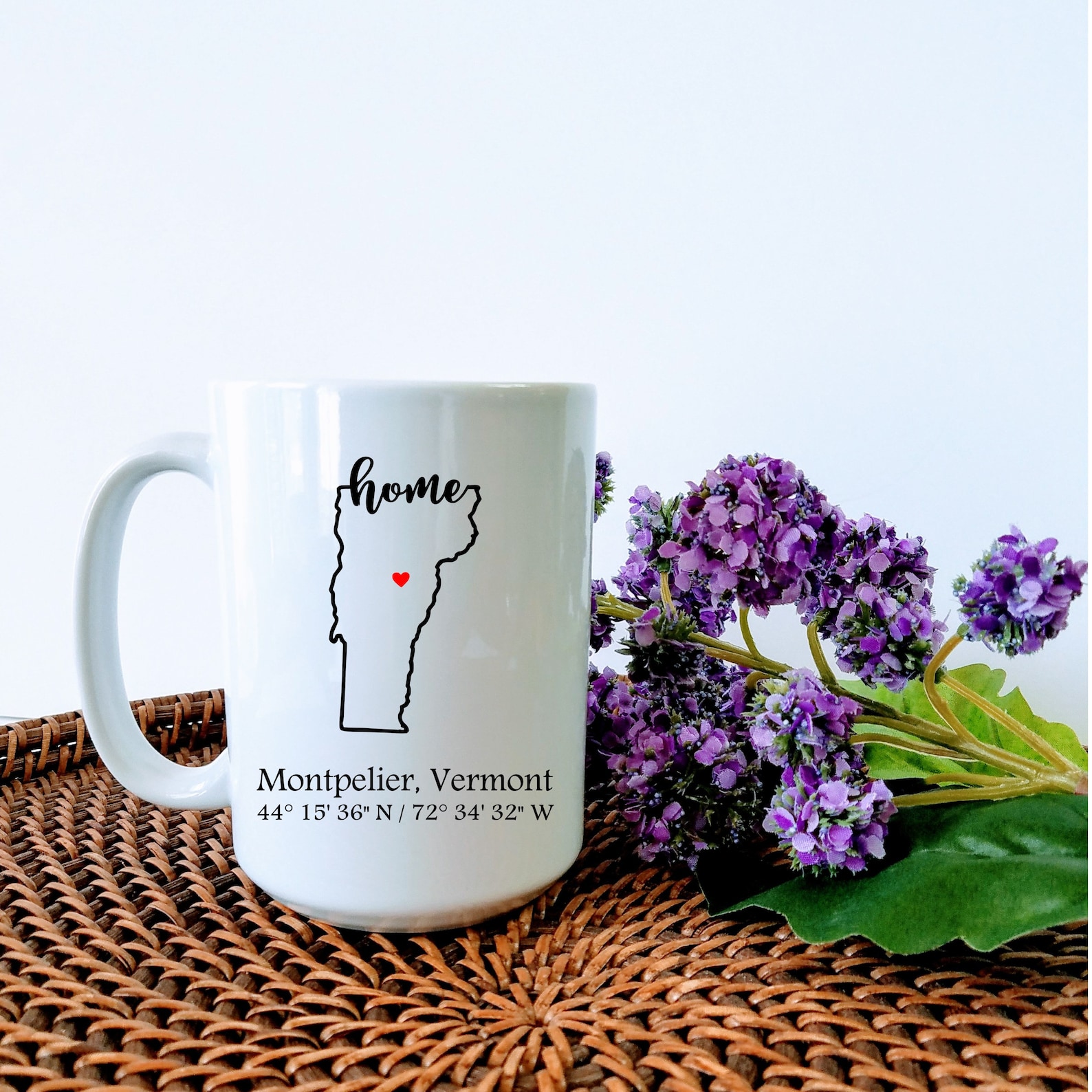 Vermont State Custom Coordinates Mug Available in 4 Sizes - Etsy