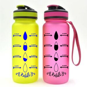 Hydration Water Bottle Measurement Decal Sticker - Water Measurement ...