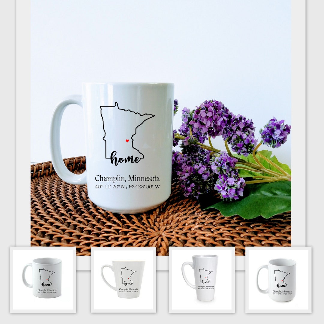 Custom Minnesota State Coordinates Coffee Mug: Personalized City Map ...