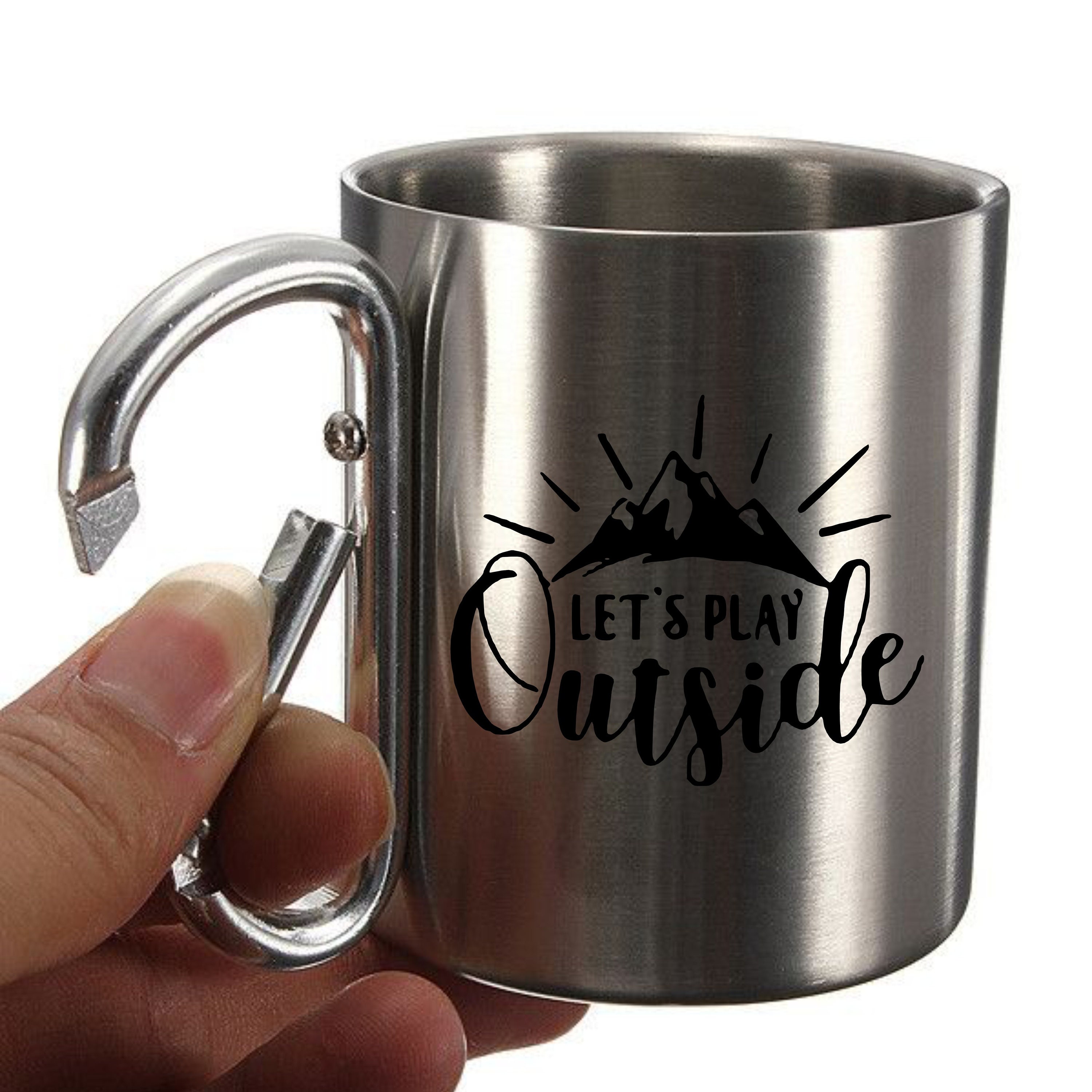 Custom Stainless Steel Hiking or Camping Cup With Carabiner - Etsy